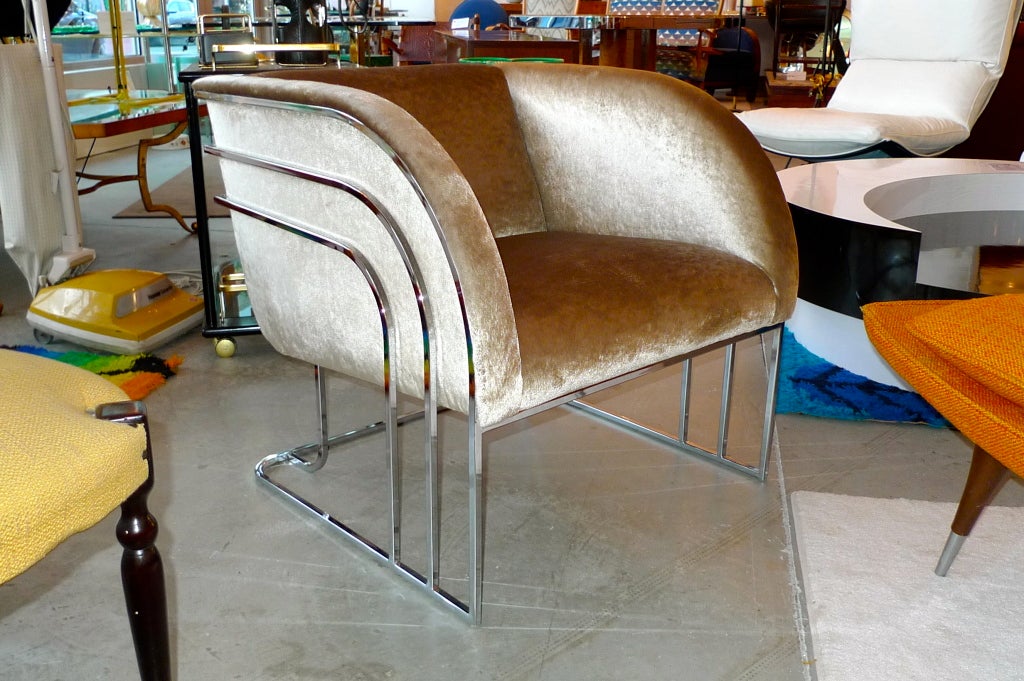 Milo Baughman Chrome Art Deco Club Chair at 1stDibs