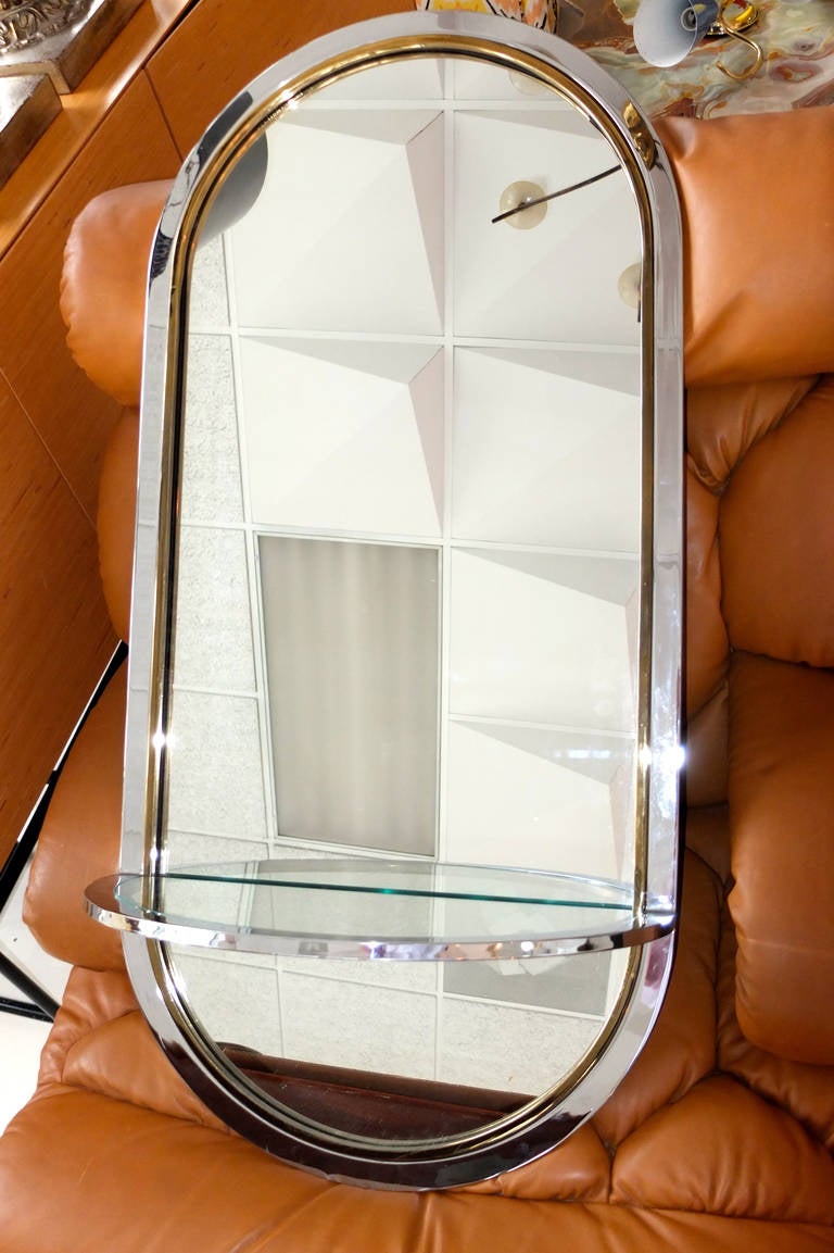 Pace Collection Racetrack Wall Mirror with Demilune Console Shelf at ...