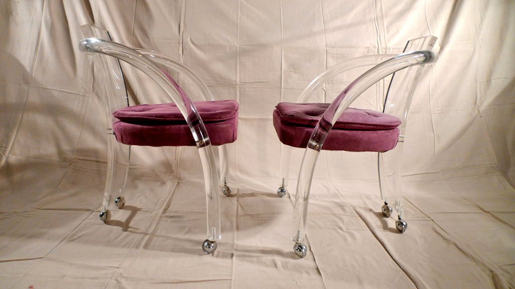 Pair of Vintage Lucite Chairs on Casters at 1stDibs