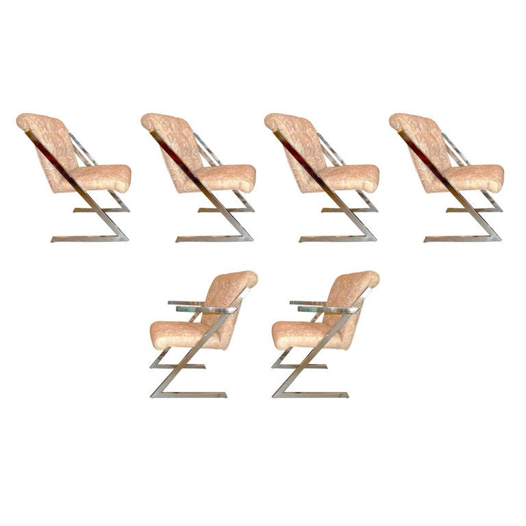 Set of 10 Chrome 'Z' Frame Dining Chairs by Milo Baughman at 1stDibs