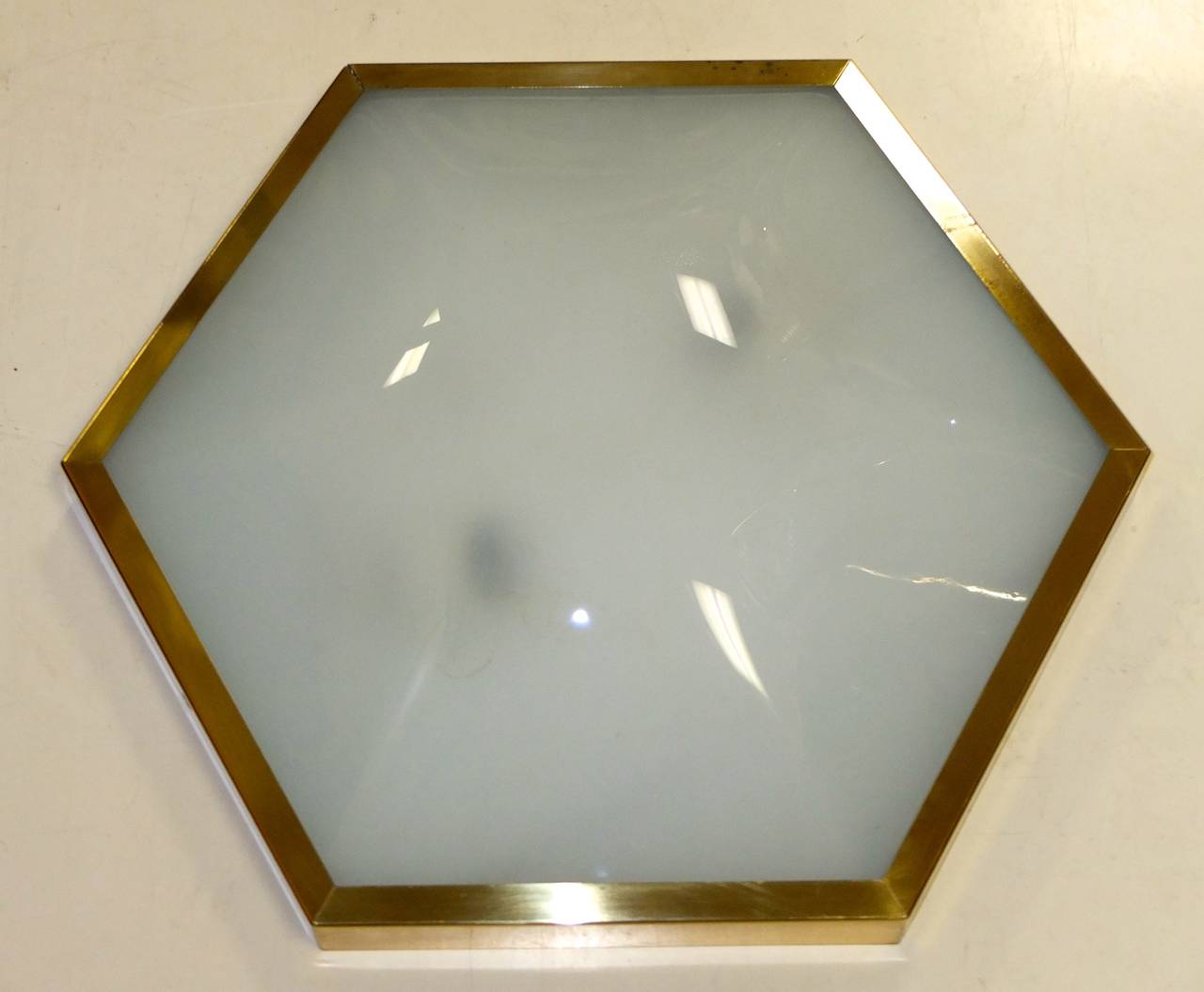 1950's Italian Brass Hexagonal Flush Mount at 1stDibs