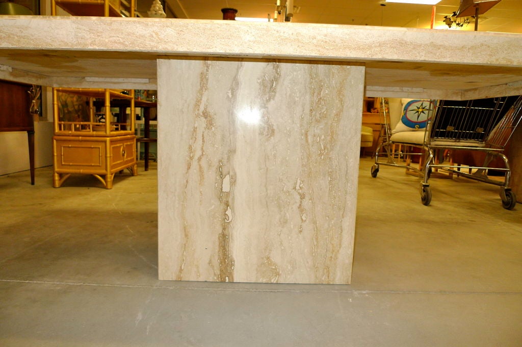 Travertine Marble Pedestal Dining Table at 1stDibs