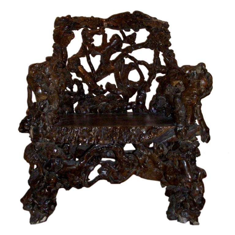 Dramatic Chinese Gnarled Root Chair at 1stDibs