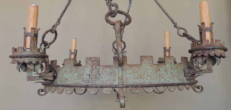 Spanish 1850s Hand Wrought Iron Chandelier at 1stDibs