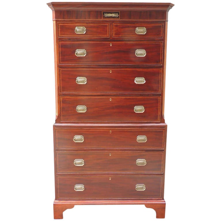 Early 19th Century English Regency Chest on Chest at 1stDibs