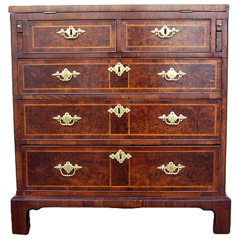 English Burl Walnut Bachelor's Chest at 1stDibs