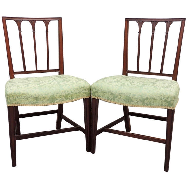 Pair of 18th C English Neoclassical Side Chairs at 1stDibs