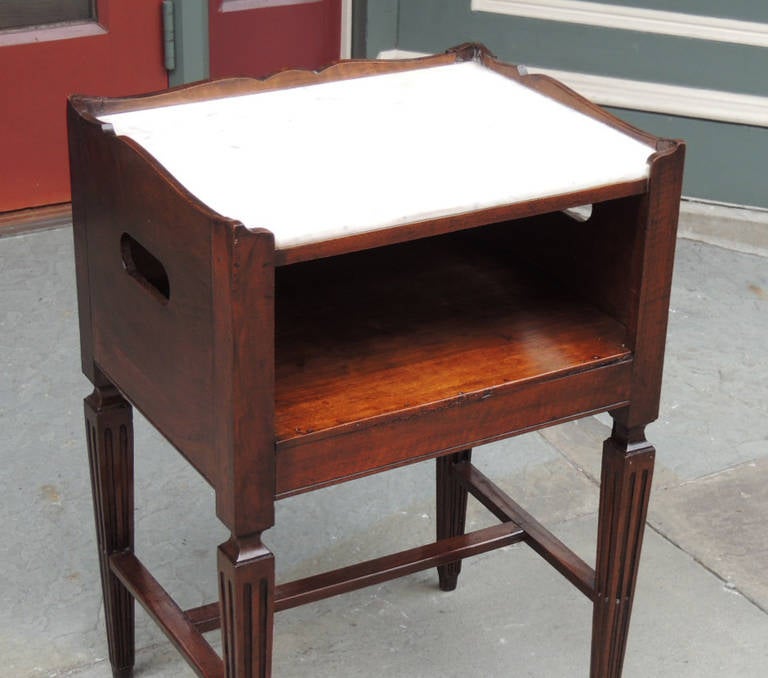 18th C Italian Walnut Work Table with Marble Top For Sale at 1stDibs