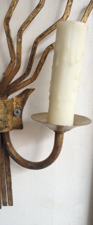 Pair of Early 20th C Barcelona Freeform Gilt Sconces at 1stDibs