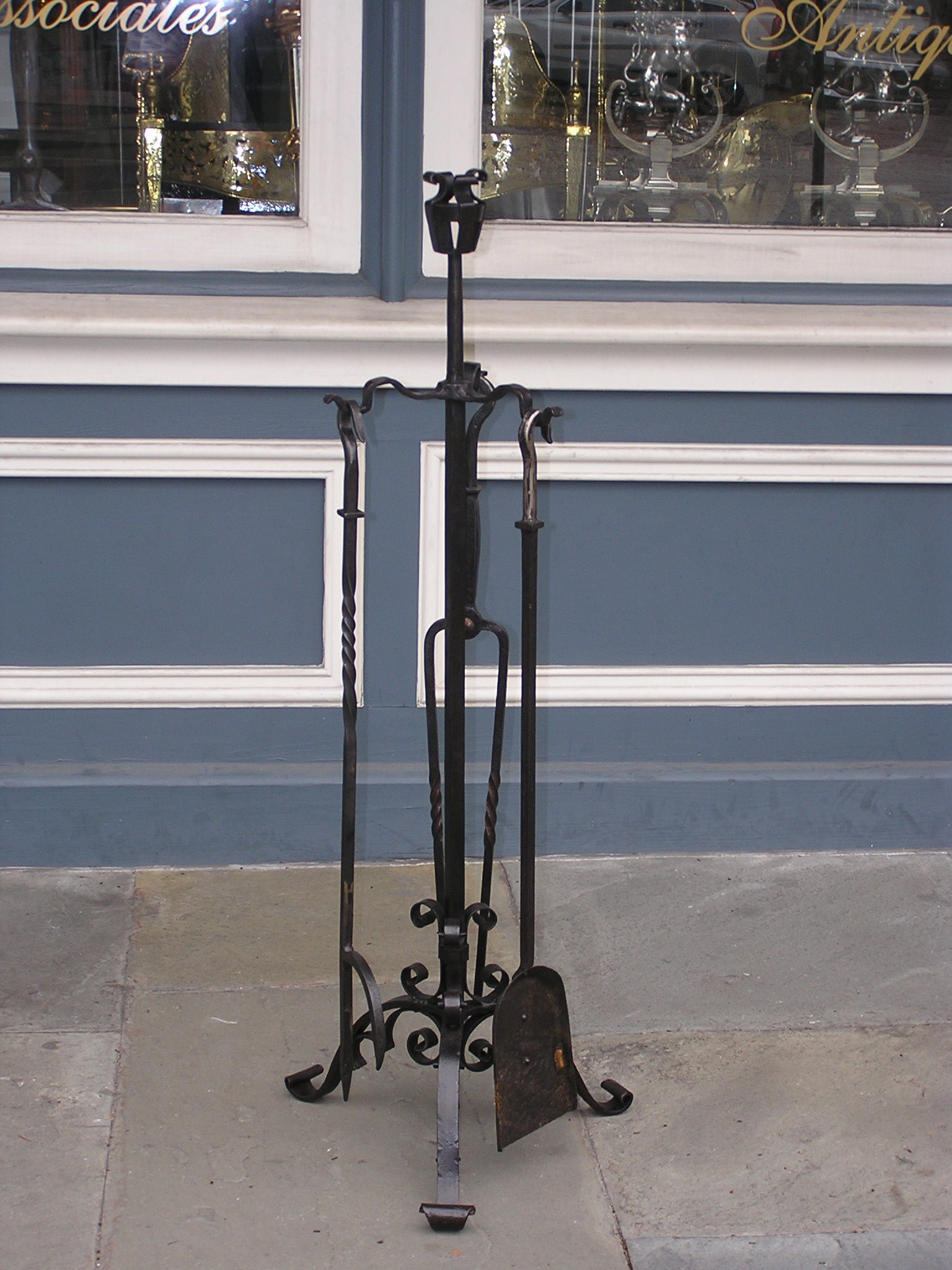 Set of American Wrought Iron Fire Tools on Stand at 1stDibs