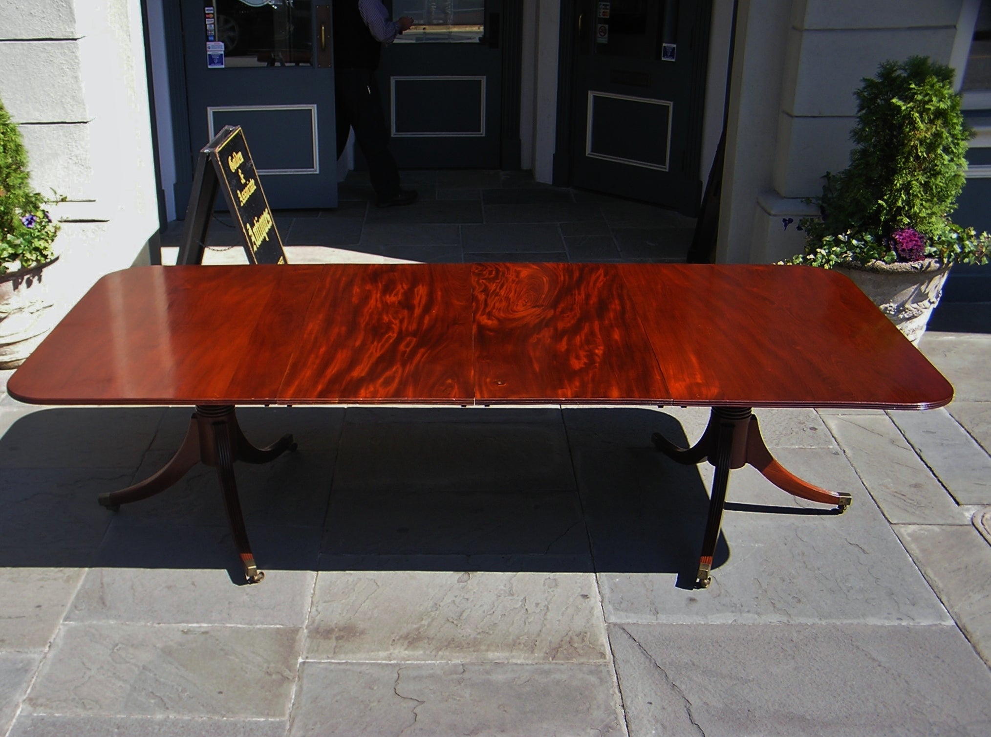 English Mahogany Two Pedestal Dining Room Table at 1stDibs