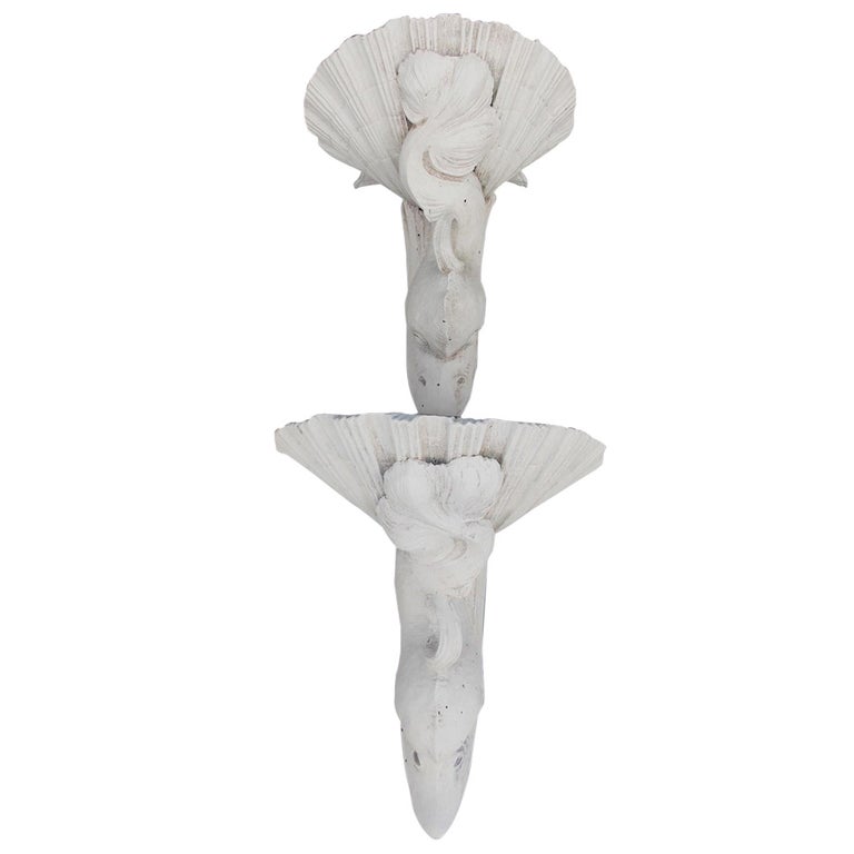 Pair of English Chippendale Carved and Painted Swan Wall Brackets ...