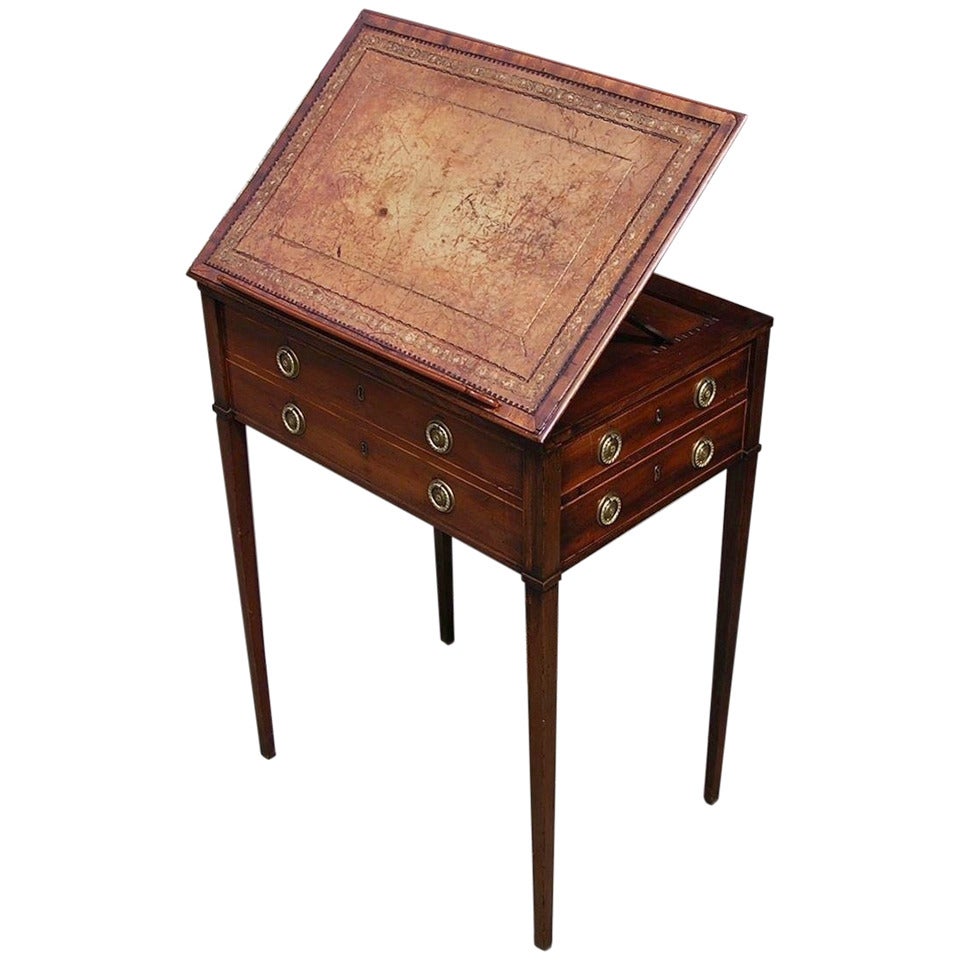 English Bird's-Eye Maple and Brass Mounted Fitted Interior Writing Desk ...
