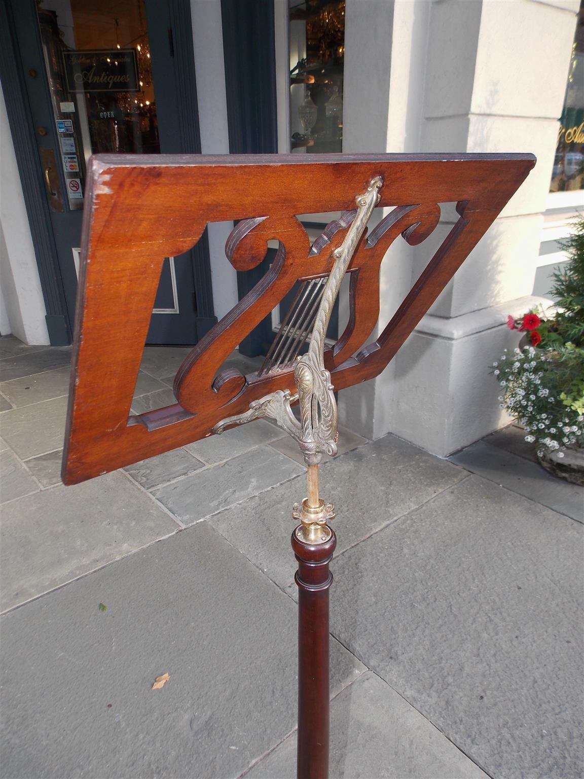 English Regency Mahogany Lyre and Ormolu Music Stand. Circa 1810 at 1stDibs