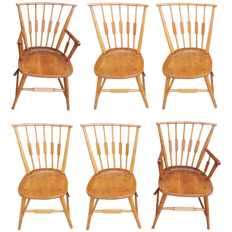 Set of Six American Maple, Cherry and Walnut Windsor Chairs, Circa 1820 ...