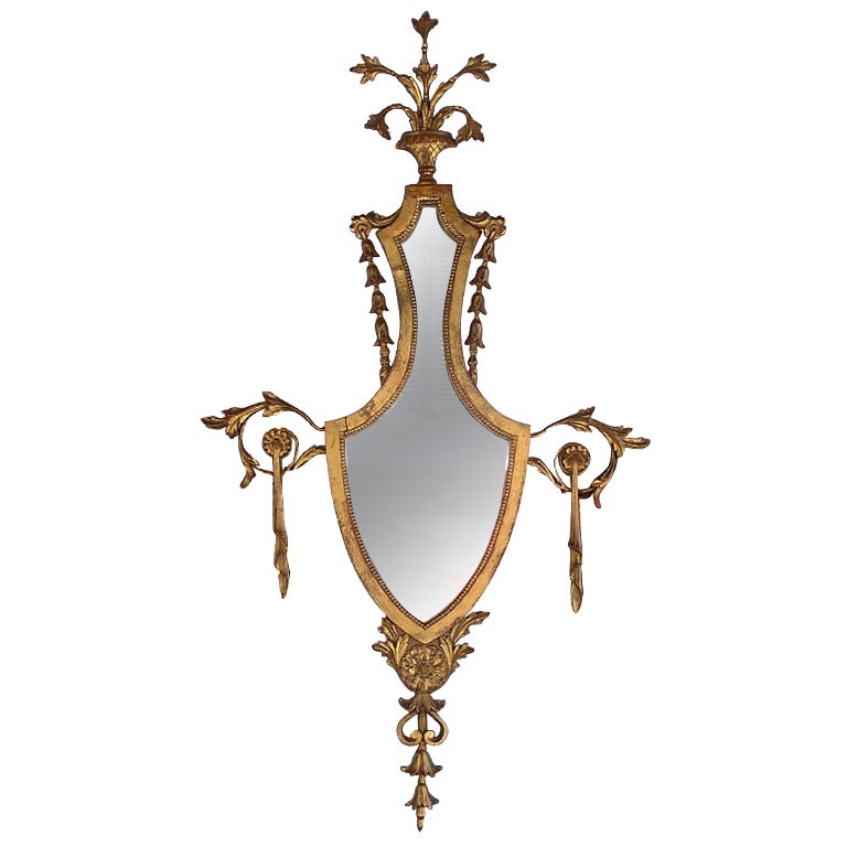 Italian Shield Back Gilt Mirror For Sale at 1stDibs