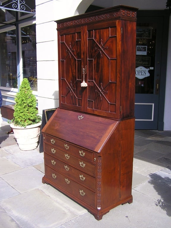 English Mahogany Secretary with Blind Door Bookcase. Circa 1770 at 1stDibs