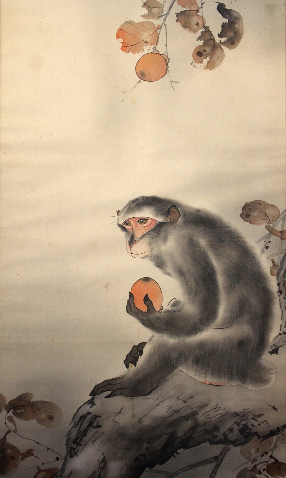 Japanese Meiji Period Monkey Silk Scroll Painting at 1stDibs | japanese ...