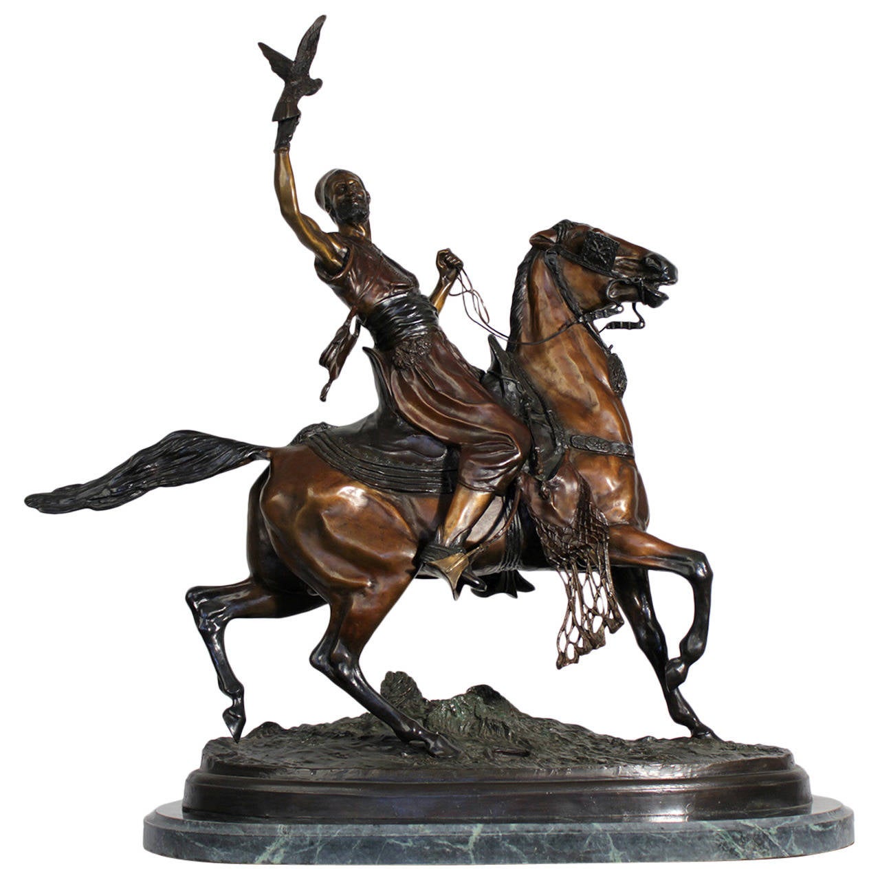 Pierre Jules Mene "Falconer" Bronze Sculpture For Sale at 1stdibs