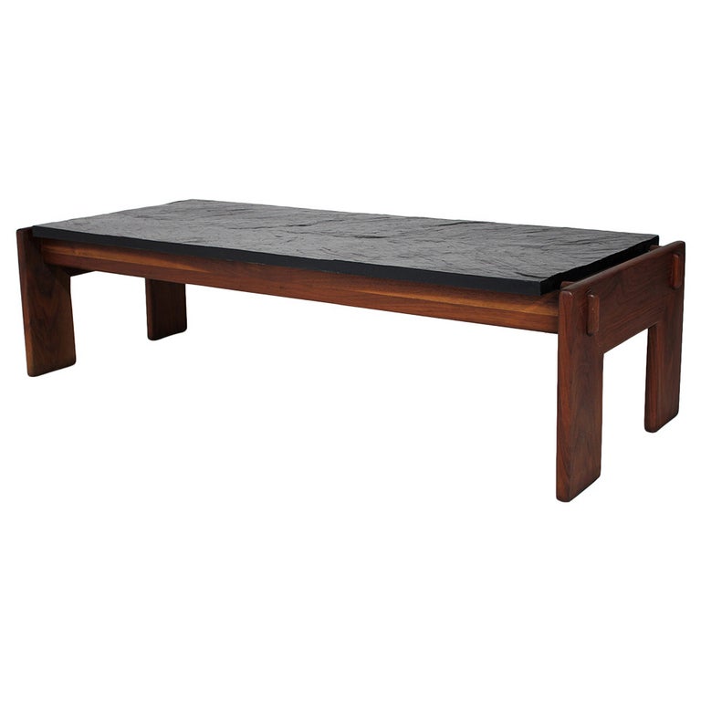 Modernist Slate Top Coffee Table at 1stDibs