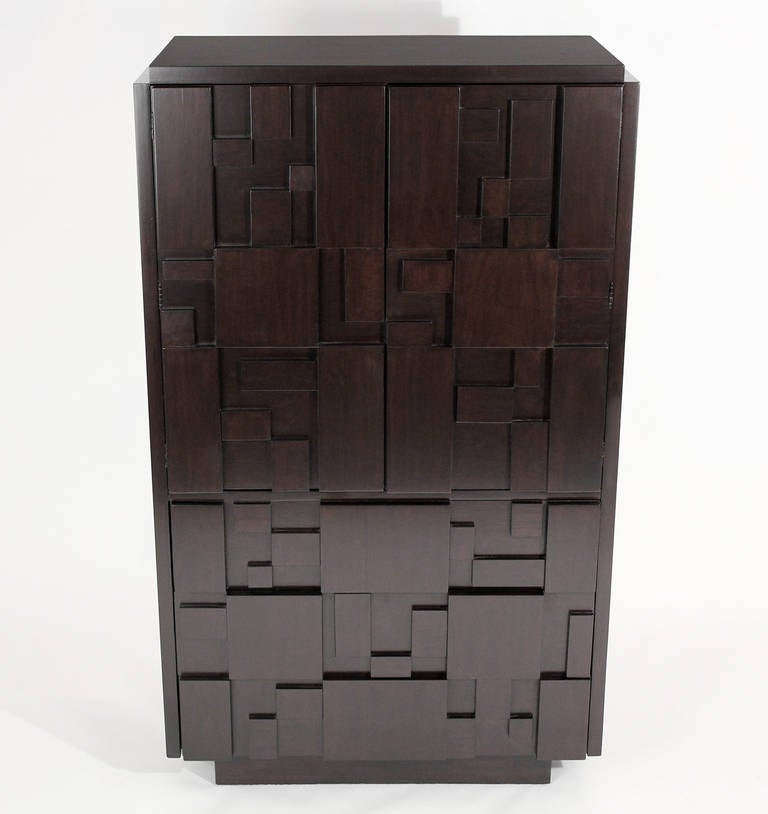 Mosaic Block Brutalist Tall Cabinet or Chest at 1stDibs