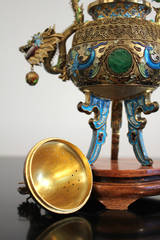 Antique Chinese Sterling Silver with Jade Dragon Censer image 9