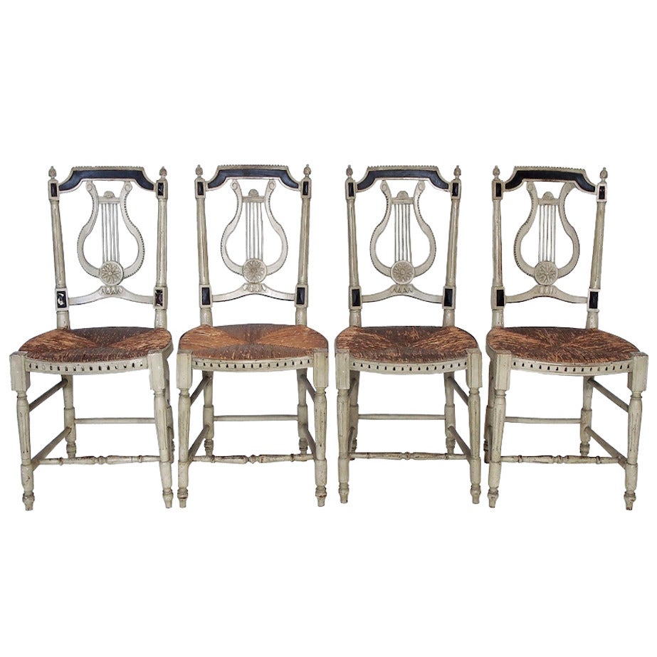 19c Napoleon III Set of 4 Lyre Back Chairs at 1stDibs
