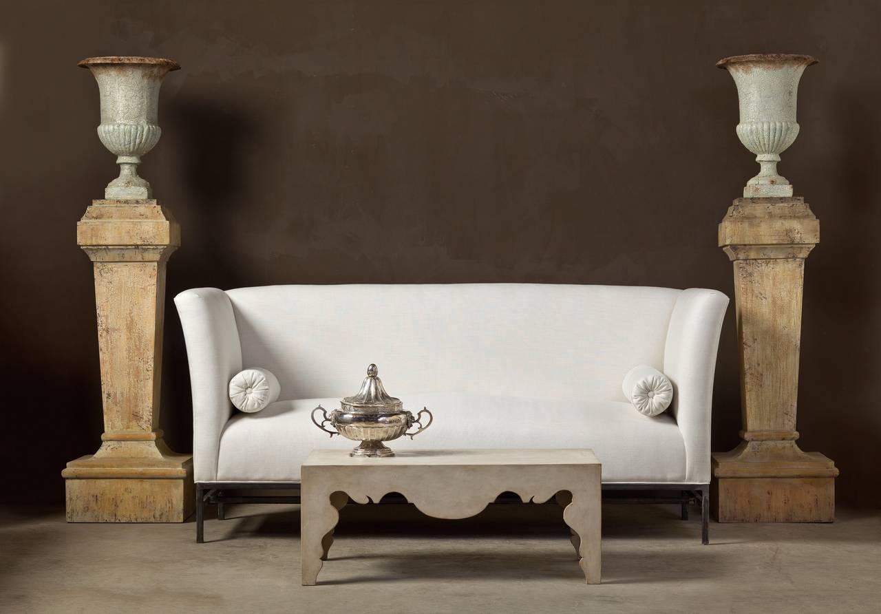 Contemporary Linen Sofa with Iron Base For Sale at 1stDibs | linen ...