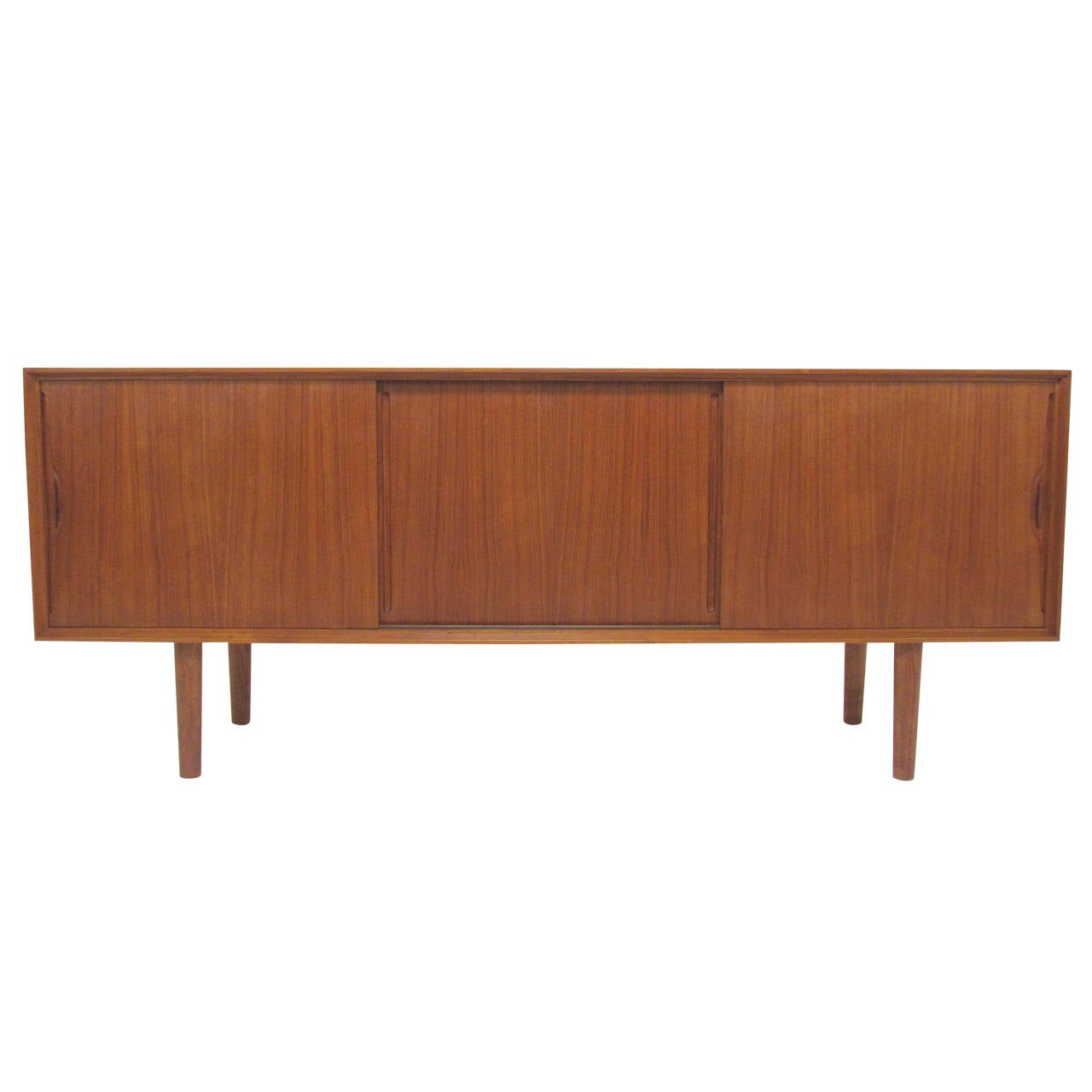 Low Danish Teak Credenza or Media Cabinet by Knud Nielsen, circa 1960s ...