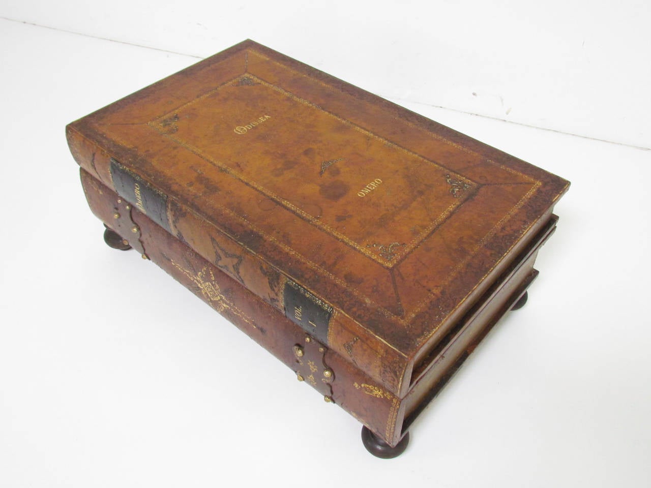 Italian Leather Book Form Table in manner of Maitland - Smith at 1stDibs