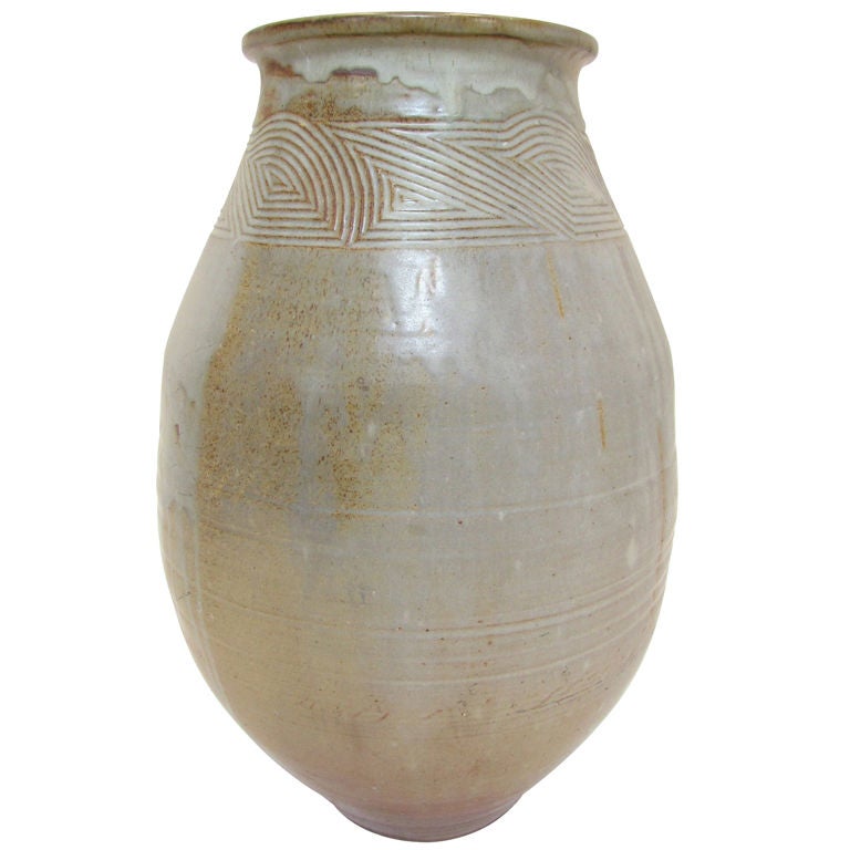 Monumental 2' Studio Pottery Floor Vase Signed Epstein at 1stDibs