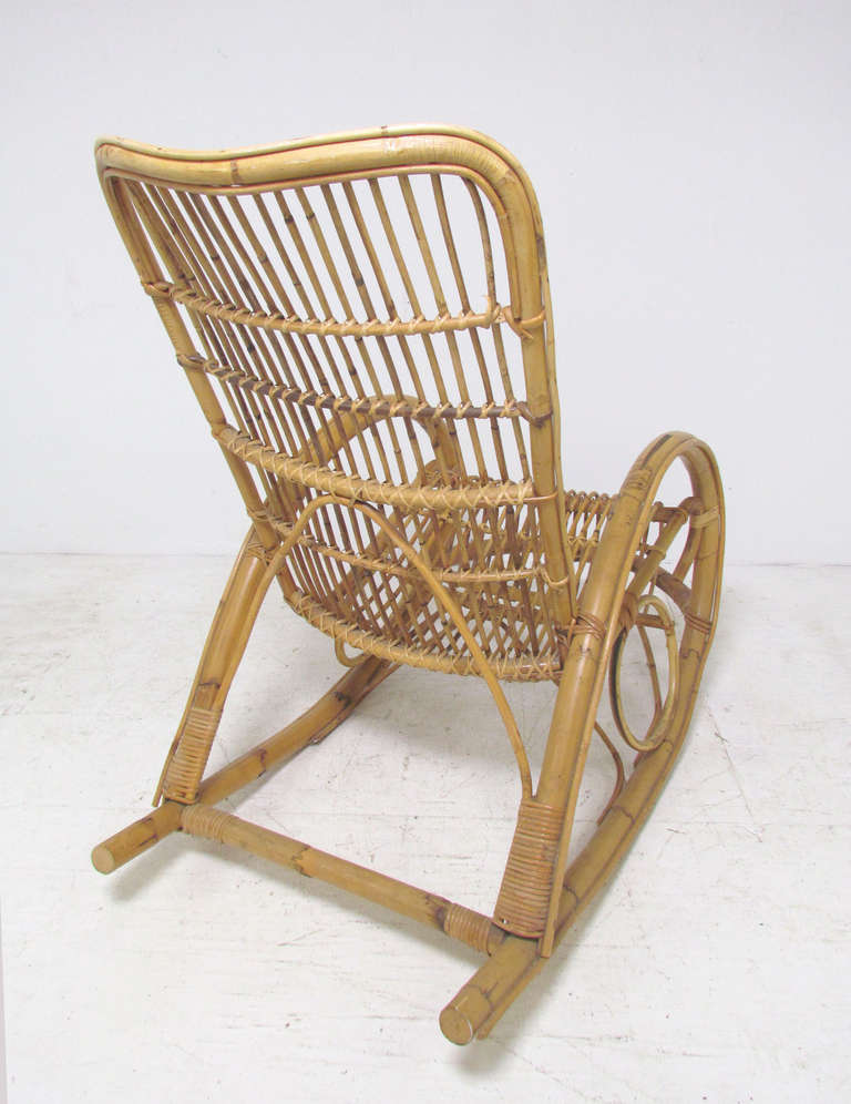 Italian Bent Bamboo Rocker in Manner of Franco Albini For Sale at ...