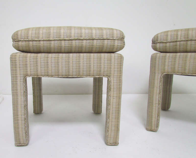 Pair of Milo Baughman Parsons Style Upholstered Stools at 1stDibs