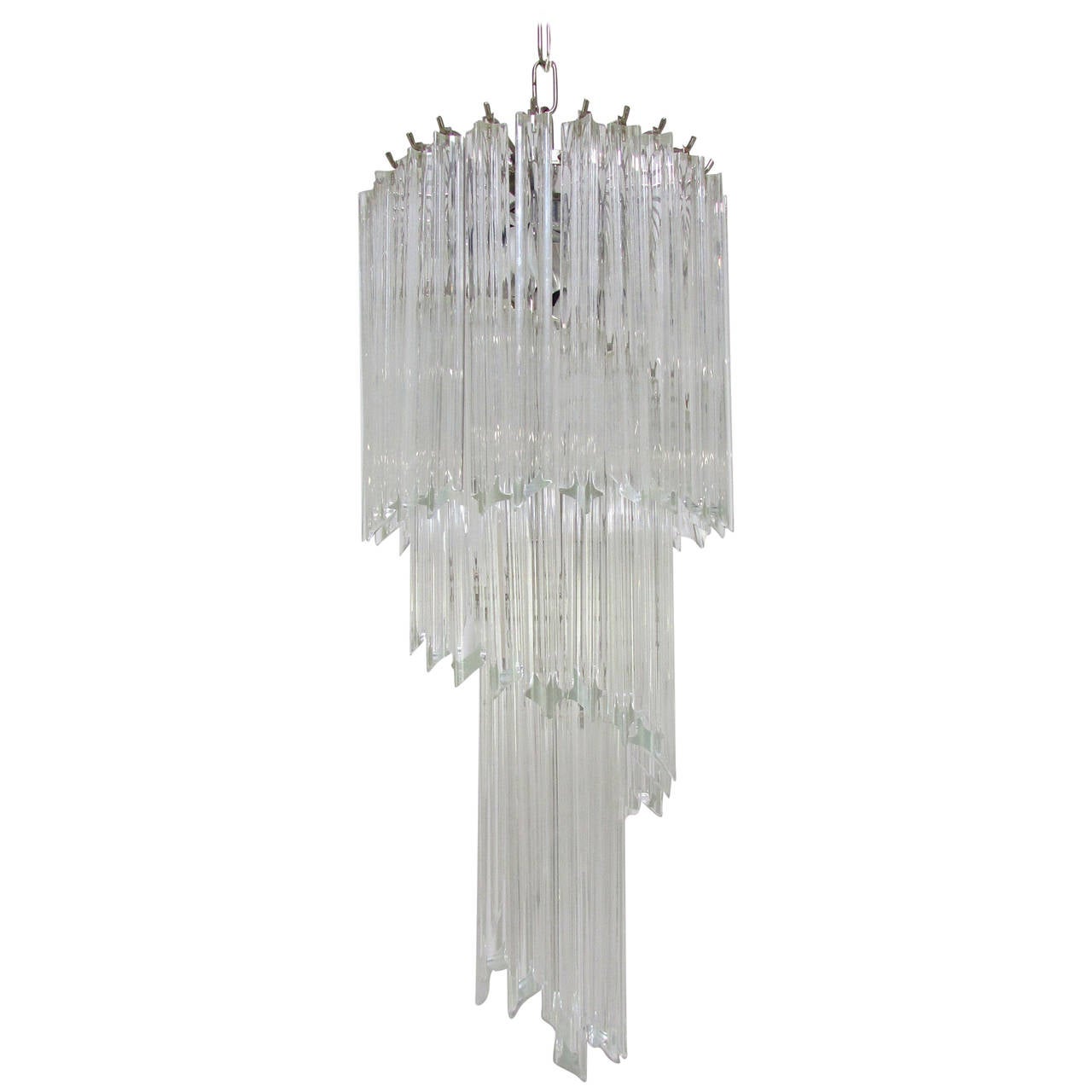 Murano Glass Crystal Spiral Chandelier by Venini at 1stDibs