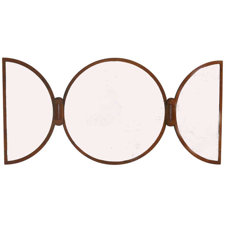 Mid-Century Modern Danish Teak Adjustable Tri-Fold Wall Mirror at 1stDibs