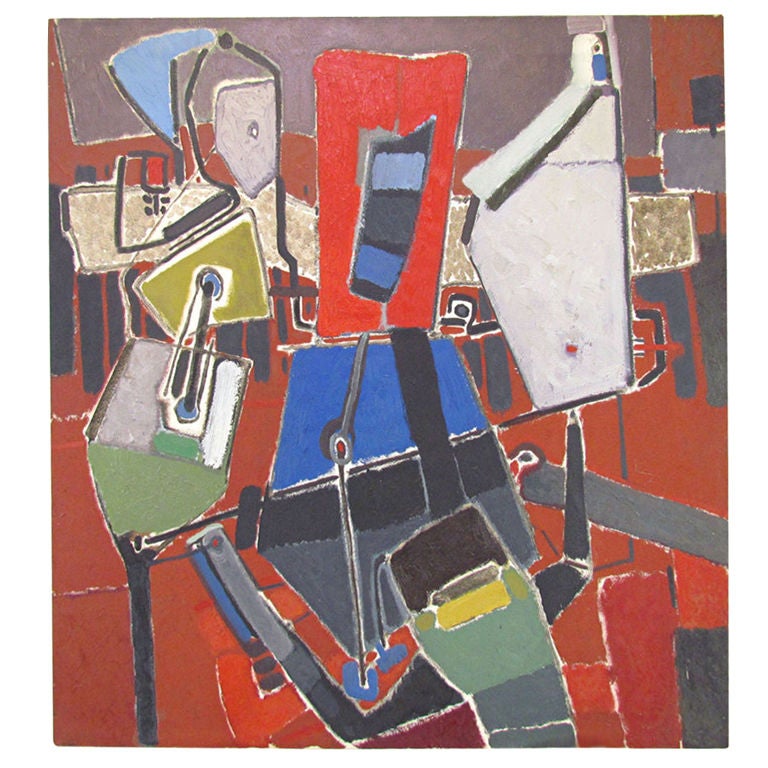 Abstract Oil Painting by Listed Artist Ralph Gagnon ca. 1960s at ...