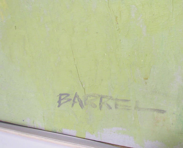 Modernist Oil Painting of a Hunting Scene by George Barrel, circa 1960s ...