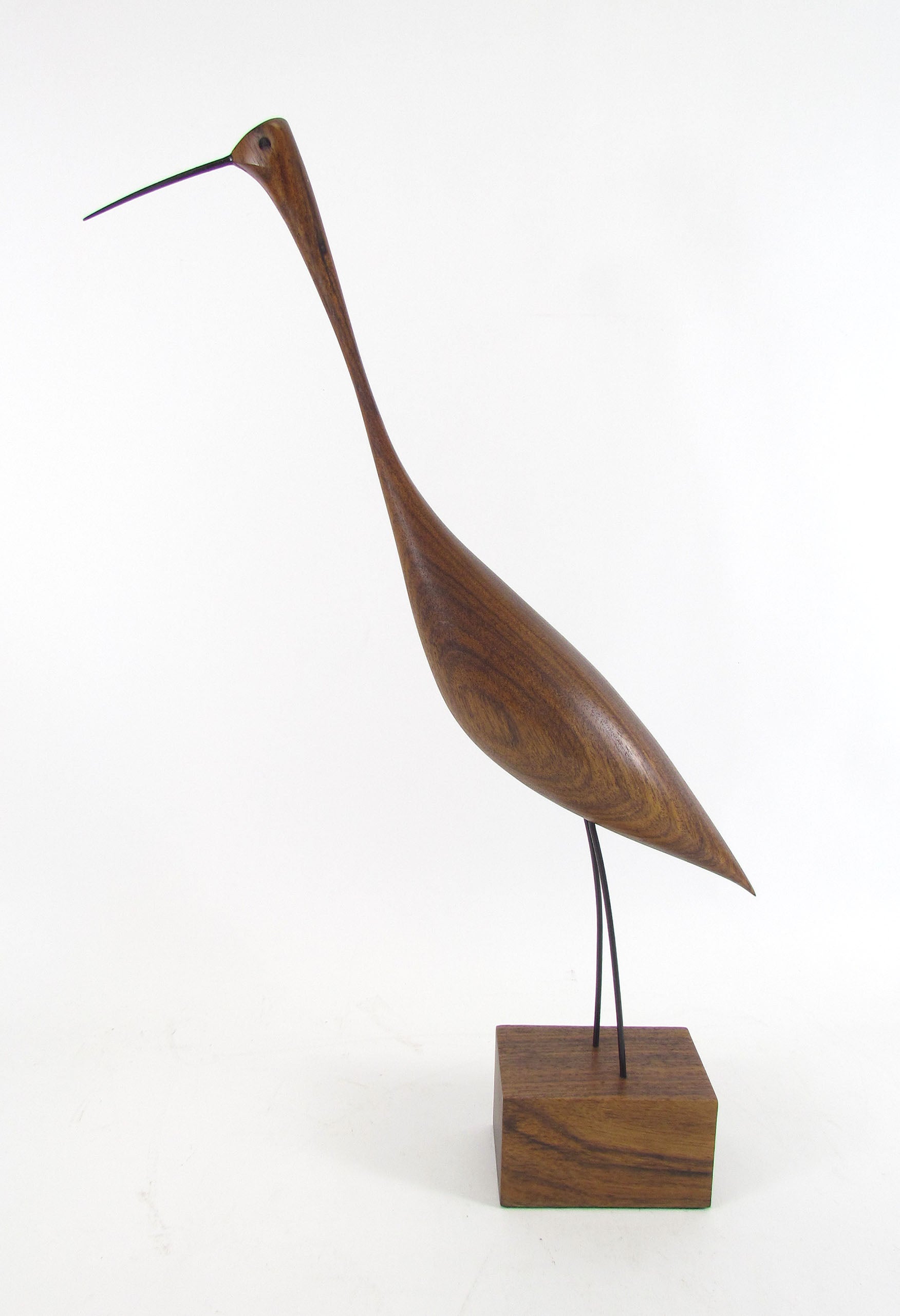 Hand Carved Teak Sculpture of a Wading Bird, ca. 1960s at 1stDibs