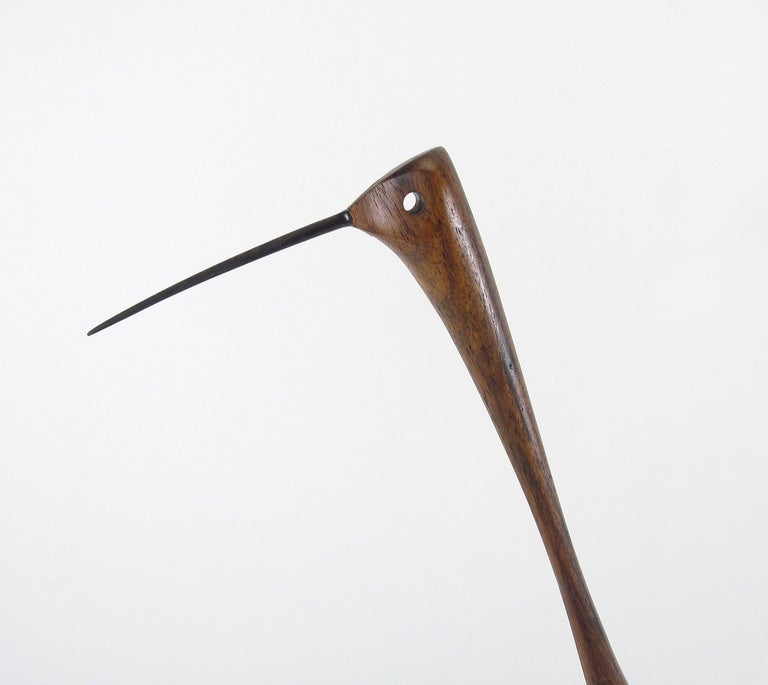 Hand Carved Teak Sculpture of a Wading Bird, ca. 1960s at 1stDibs