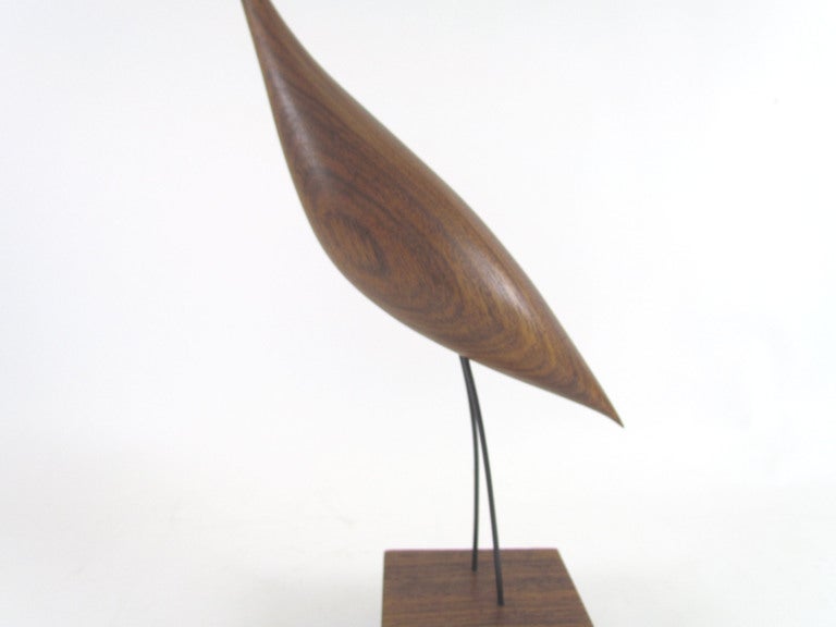 Hand Carved Teak Sculpture of a Wading Bird, ca. 1960s at 1stDibs