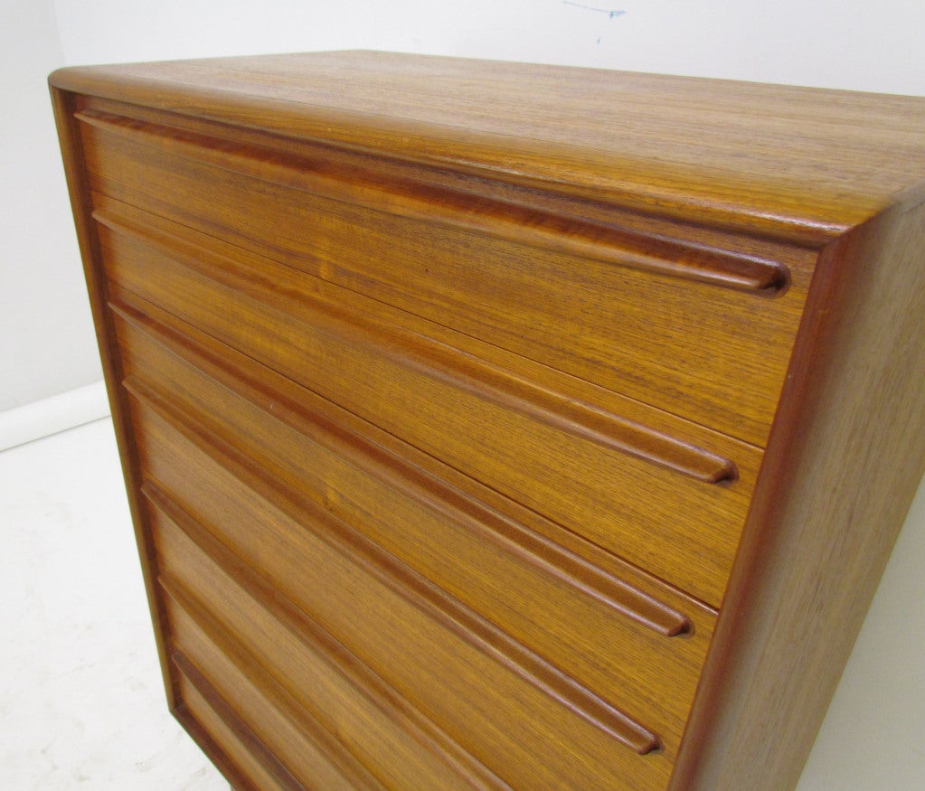 Danish Teak High Boy Chest of Drawers ca. 1960s at 1stDibs