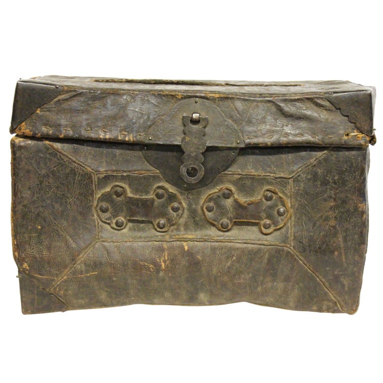 African Leather Trunk at 1stDibs