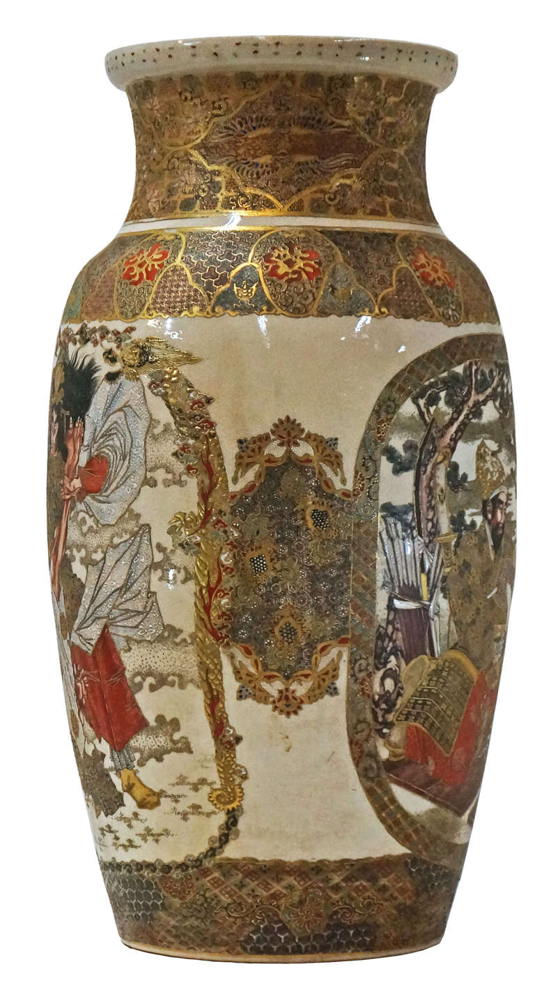 19th Century Japanese Satsuma Samurai Vase at 1stDibs
