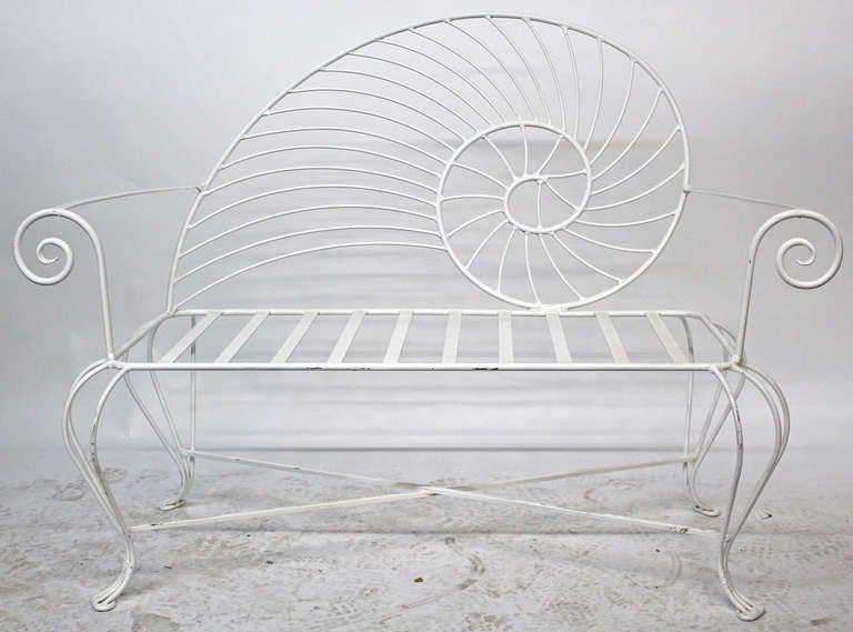 19th Century Wrought Iron Seashell Garden Bench at 1stDibs