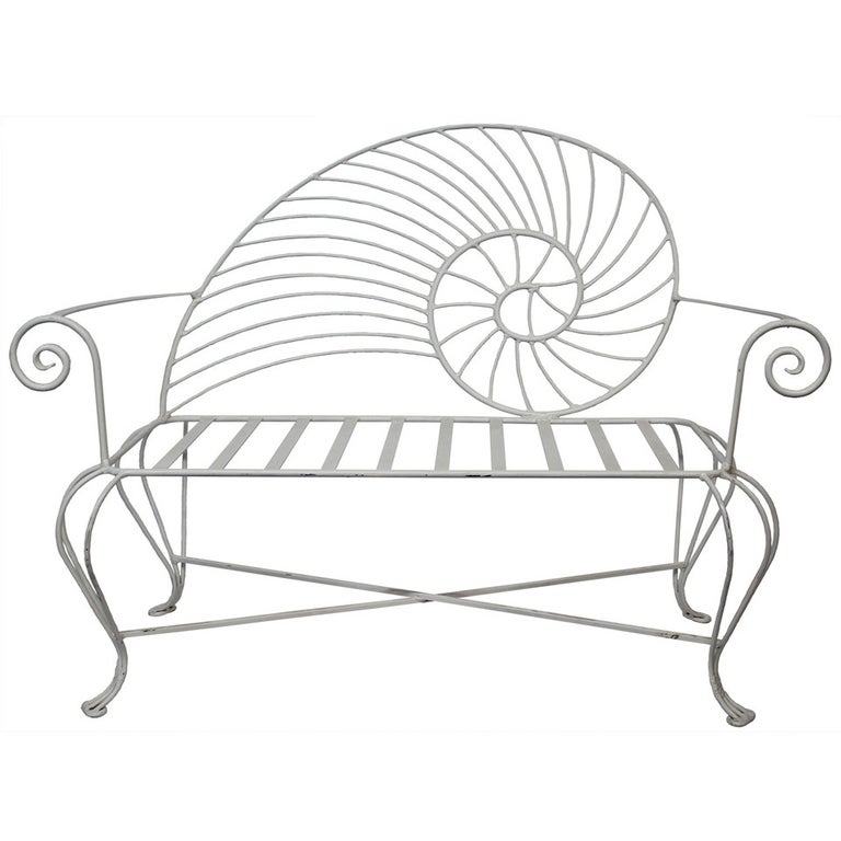 19th Century Wrought Iron Seashell Garden Bench at 1stDibs