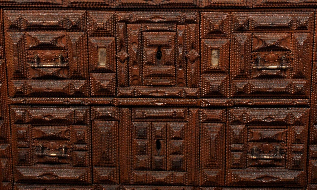 Fine Tramp Art Dresser with Mirrors, Drawers and Lift-down Top at 1stDibs