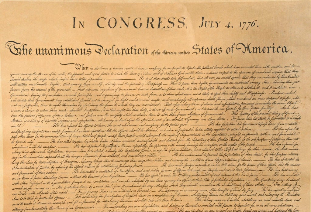 Majestic Frame with Declaration of Independence Facsimile 1902 at 1stDibs