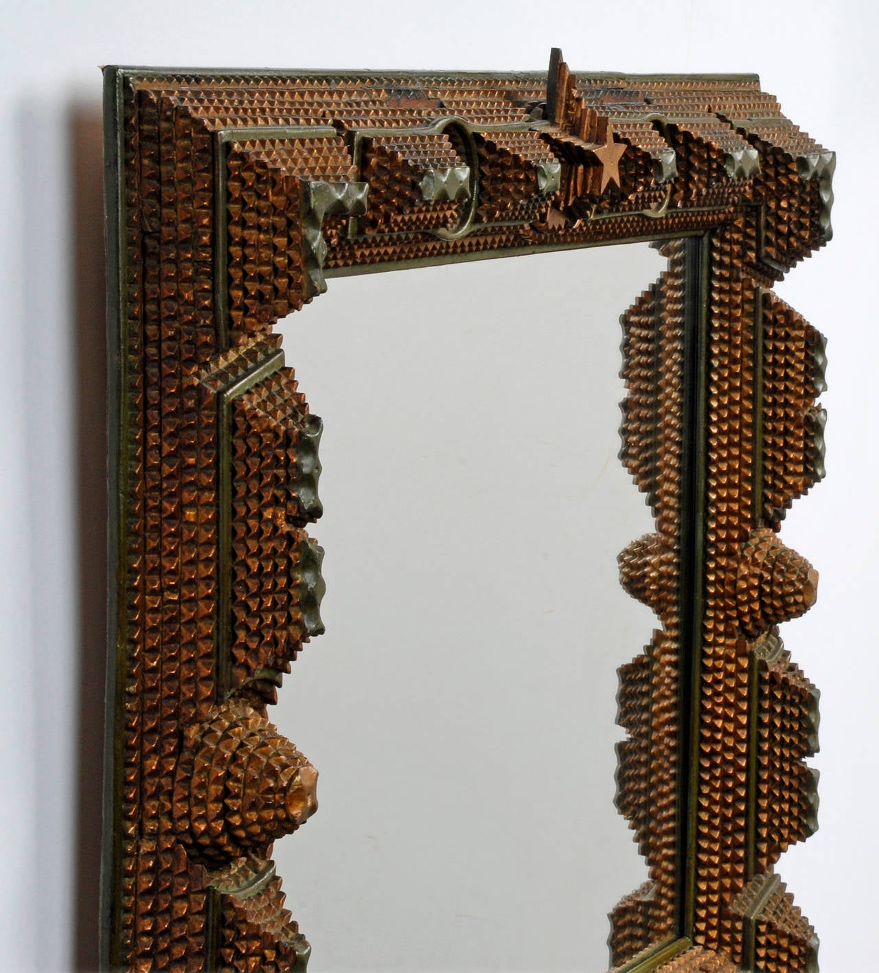 Tramp Art Mirror with Painted Decoration and Inset Mirrors For Sale at ...
