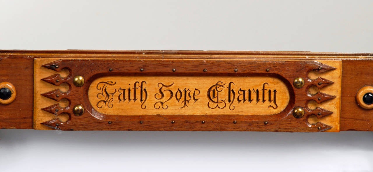 'Faith, Hope and Charity' Tramp Art Mirror at 1stDibs