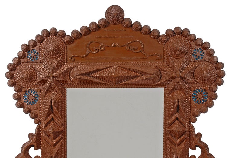Fine Tramp Art Mirror with Open Work and Hearts at 1stDibs
